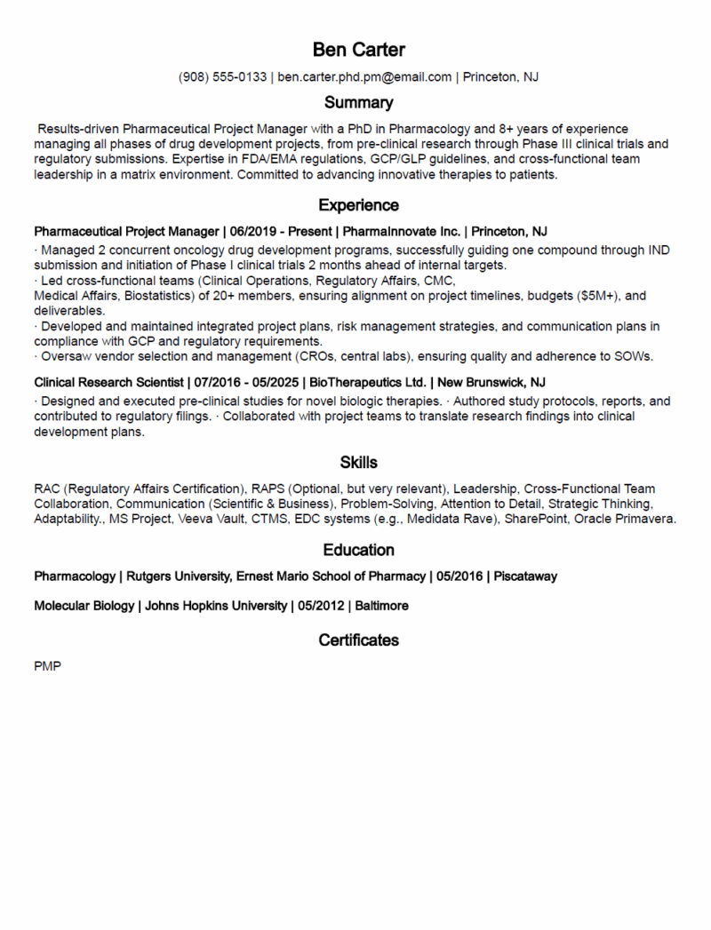 10 Proven Project Manager Resume Examples That Land Interviews - MagicalAPI