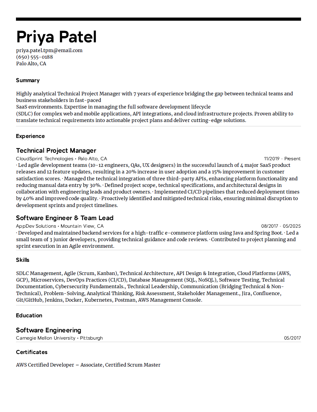 10 Proven Project Manager Resume Examples That Land Interviews - MagicalAPI
